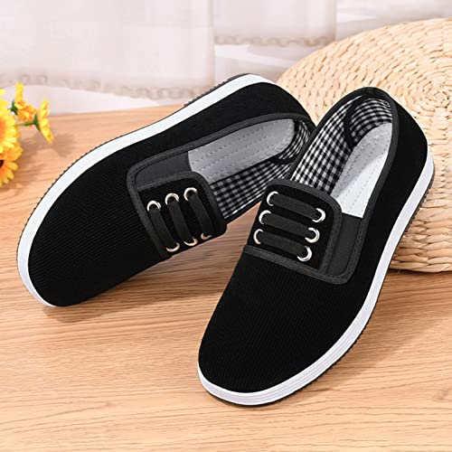 Fashion Autumn Men Casual Shoes Flat Cloth Soft Comfortable Solid Color Slip On Simple Style Latest Casual Shoes for Men Black