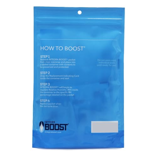 Integra Boost - 55% RH Level - 8 Gram Size - Two-Way Humidity Control Pack Incl. Replacement Indicator Cards - Food Storage & Herbs Preserver Moisture Balancer, Protects 1 OZ (Pack of 6)