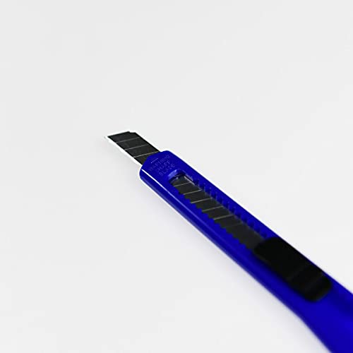 KINBRIEF 9mm Utility Knife Retractable Razor Box cutter for Cartons,Carboards compact Pack 5 with 10 Snap off Blades for Office and Home,blue