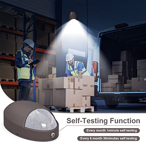 Outdoor Led Emergency Light with Battery Backup Photocell Sensor Self Test Diagnostics, Aluminum Exterior Waterproof Commercial Wall Pack Emergency Lighting Fixtures 120-277VAC UL Certified (2 Pack)