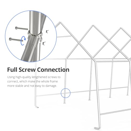 KING BIRD 10' x 20' Heavy Duty Anti-Snow Carport Outdoor Instant Garage Car Canopy with Reinforced Ground Bars