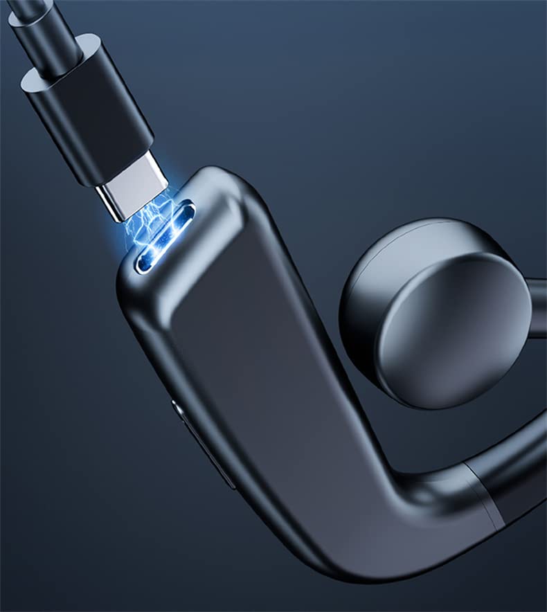 Mosonnytee Bone Conduction Headphones Bluetooth Trucker Handsfree Bluetooth Headset for Cell Phones Wireless Ear Clip Bone Conduction headset with Microphone IPX5 Waterproof 8-Hours Usage (Blue)