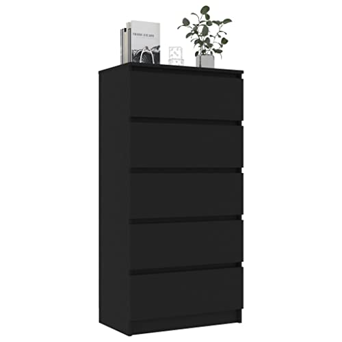 SEASD Buffets and Drawer Sideboard Cabinet with Storage Home Decor Black 23.6"x13.7"x47.6" Chipboard
