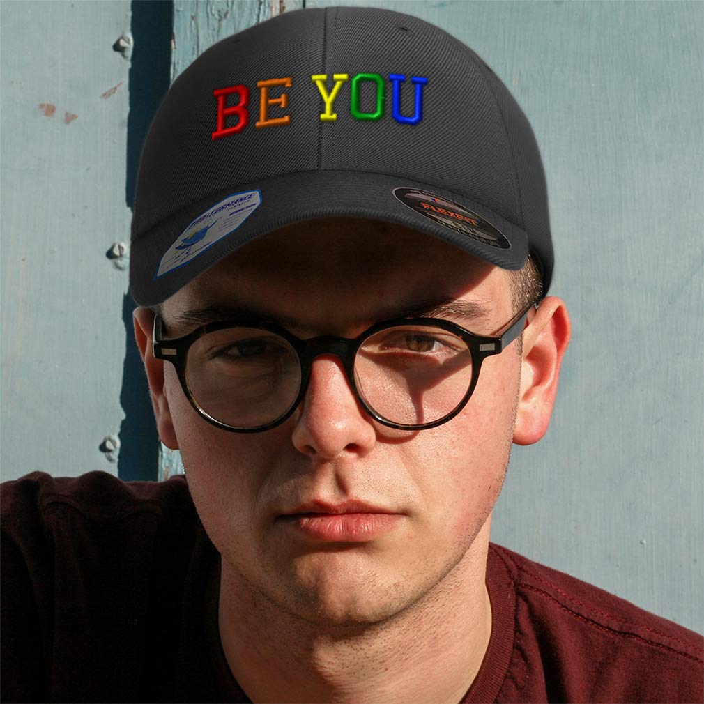 Flexfit Hats for Men & Women Gay LGBTQ Be You Embroidery Polyester Dad Hat Baseball Cap Black Design Only Small Medium