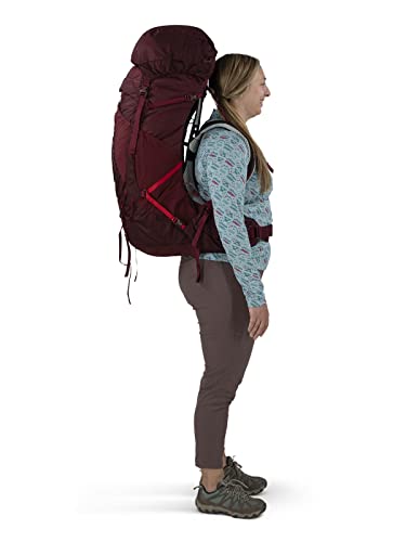 Osprey Aura AG LT 65L Women's Backpacking Backpack, Koseret/Darjeeling Spring Green, WM/L