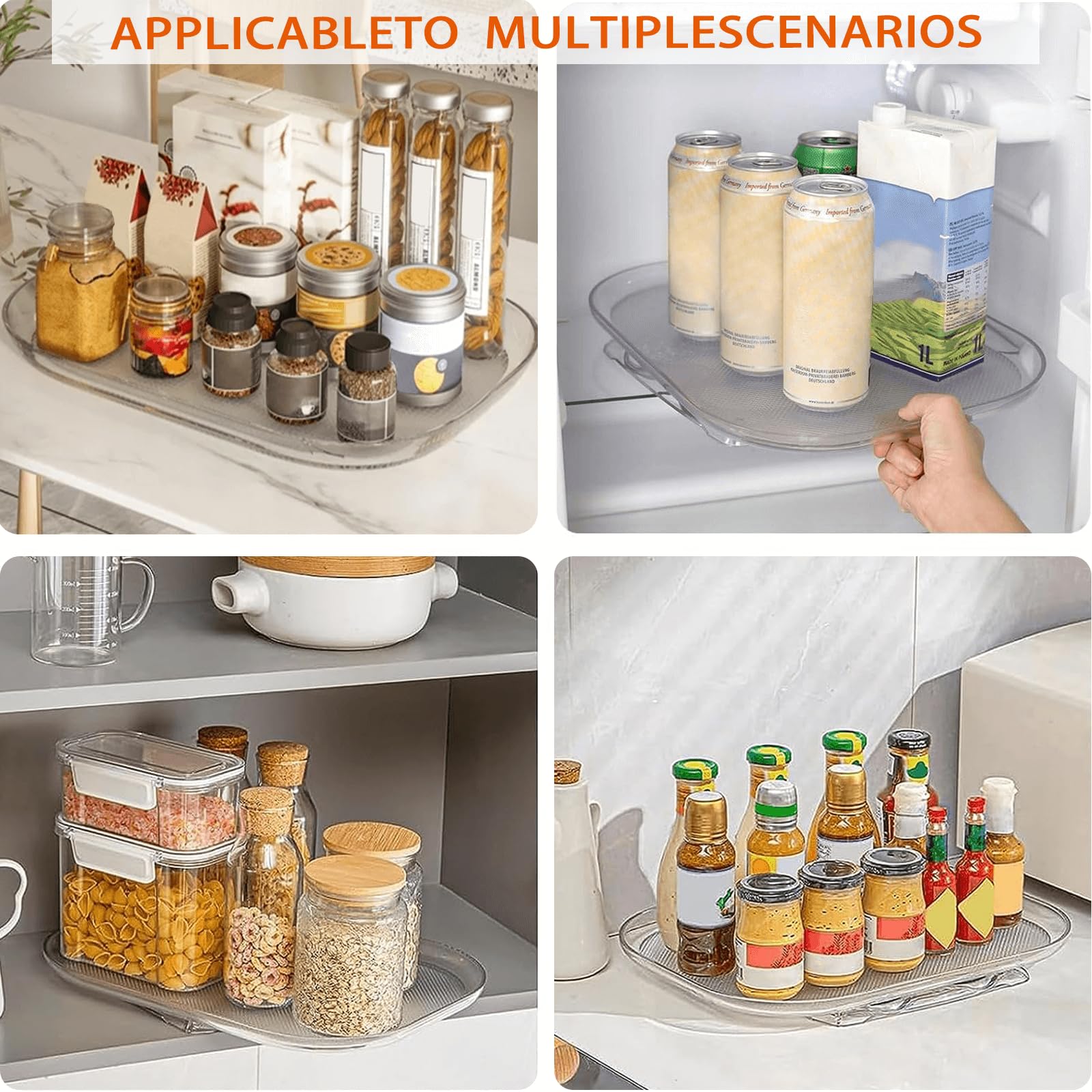FUNGRINS Lazy Susan,Lazy Susan Organizer, Lazy Susan Turntable,Lazy Susan for Refrigerator,Fridge Organizers and Storage,Fridge Lazy Susan (15.8×11.8×1.2 in) for Refrigerator,Pantry,Kitchen