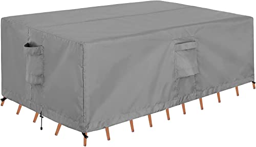 OutdoorLines Outdoor Waterproof Patio Table Furniture Set Covers - Rectangle Couch Sectional Cover Outside Weatherproof Patio Furniture Covering for Deck, Lawn and Backyard 126"L x 63"W x 28"H, Gray