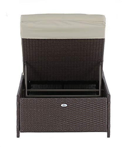 Serta Brown Resin Wicker Outdoor Patio Furniture Collection, Storage Chaise Lounge, Beige