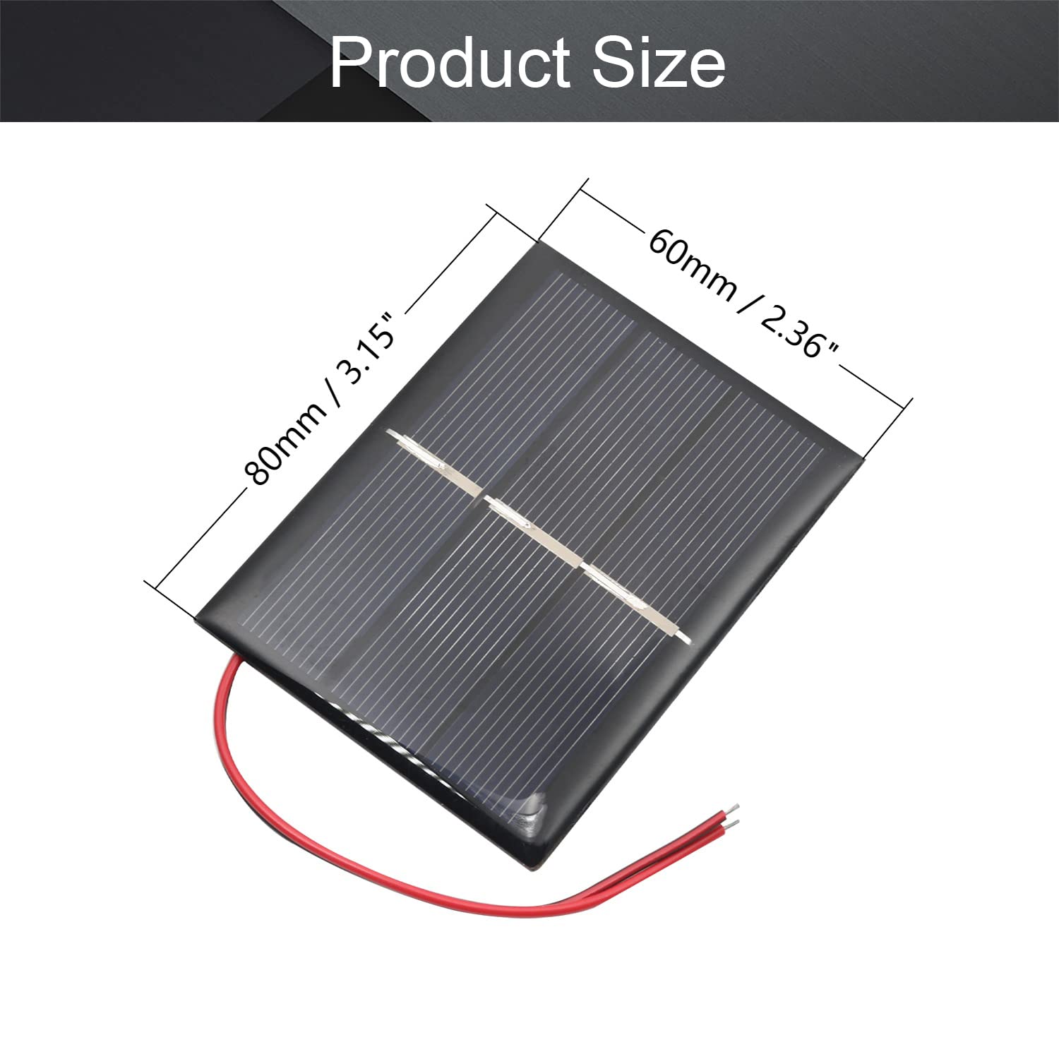 Fielect 5Pcs 1.5V 0.65W Small Solar Panel Polysilicon Mini Solar Cells DIY Electric Toy Materials for Battery Power, 80x60mm