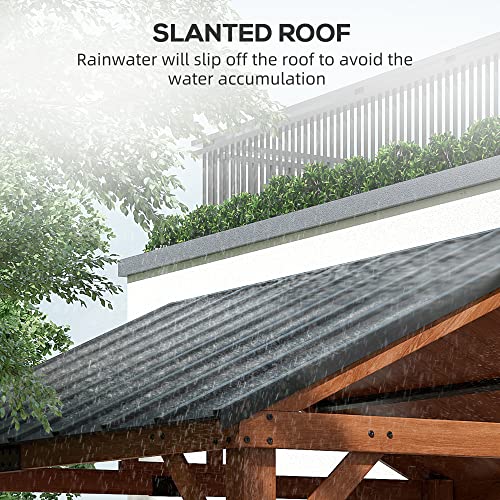 Outsunny 11' x 12' Hardtop Gazebo with Wooden Frame and Waterproof Asphalt Roof, Permanent Pavilion Gazebo Canopy, for Garden, Patio, Backyard, Deck, Porch, Brown