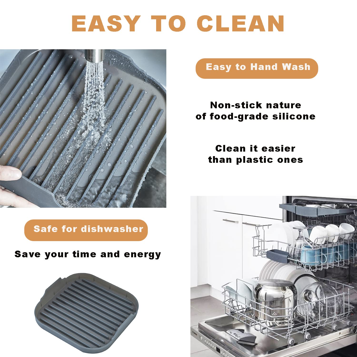 JILLMO Bacon Cooker for Microwave Oven, Microwave Bacon Cooker Bacon Maker, Food-Grade Silicone Microwave Bacon Tray, Grey