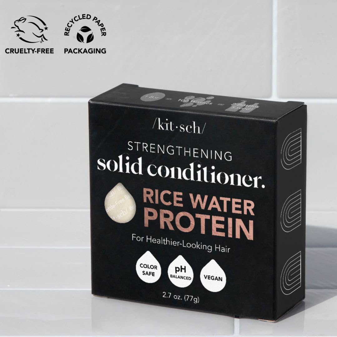 Kitsch Rice Water Protein Conditioner Bar for Hair Growth & Strengthening | Made in US | Eco-Friendly Cleansing and Moisturizing Rice Conditioner Bar | Paraben Free | Sulfate free, 2.7 oz (2 pack)