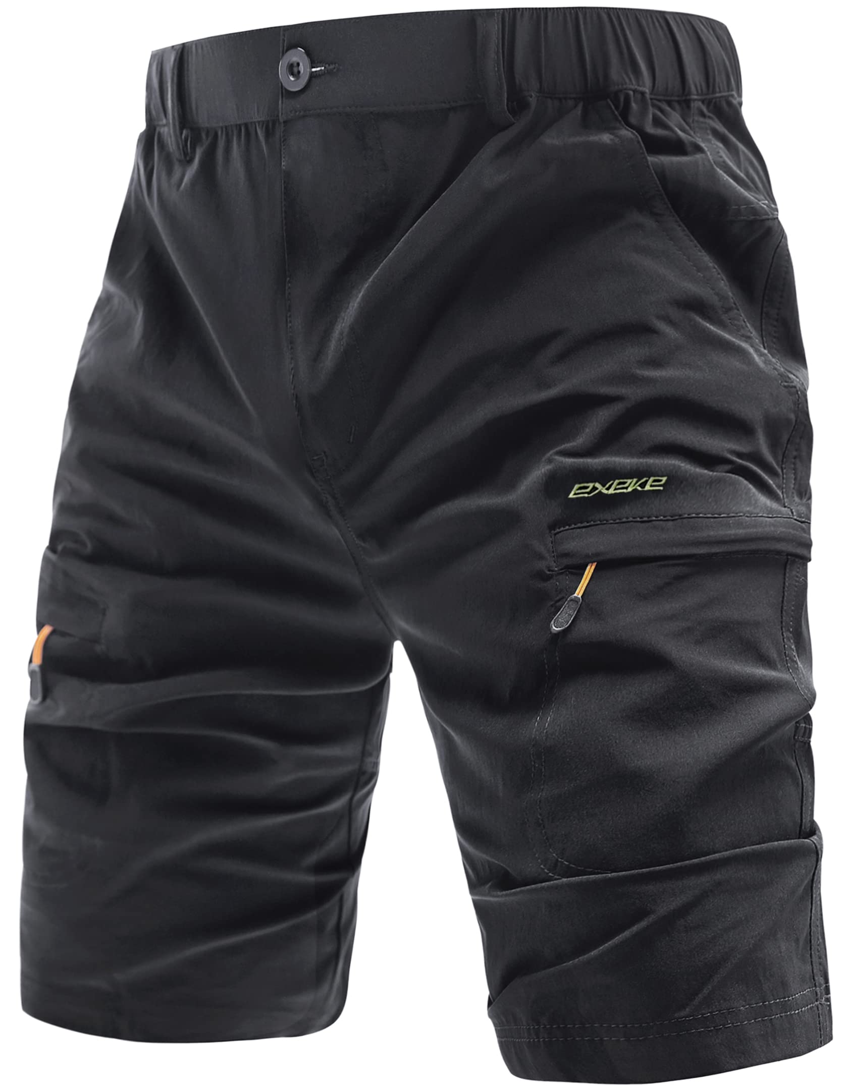 EXEKE Men's Lightweight Hiking Shorts Stretch Quick Dry Cargo Shorts with Multi Pocket 267-4XL/Black 38-39