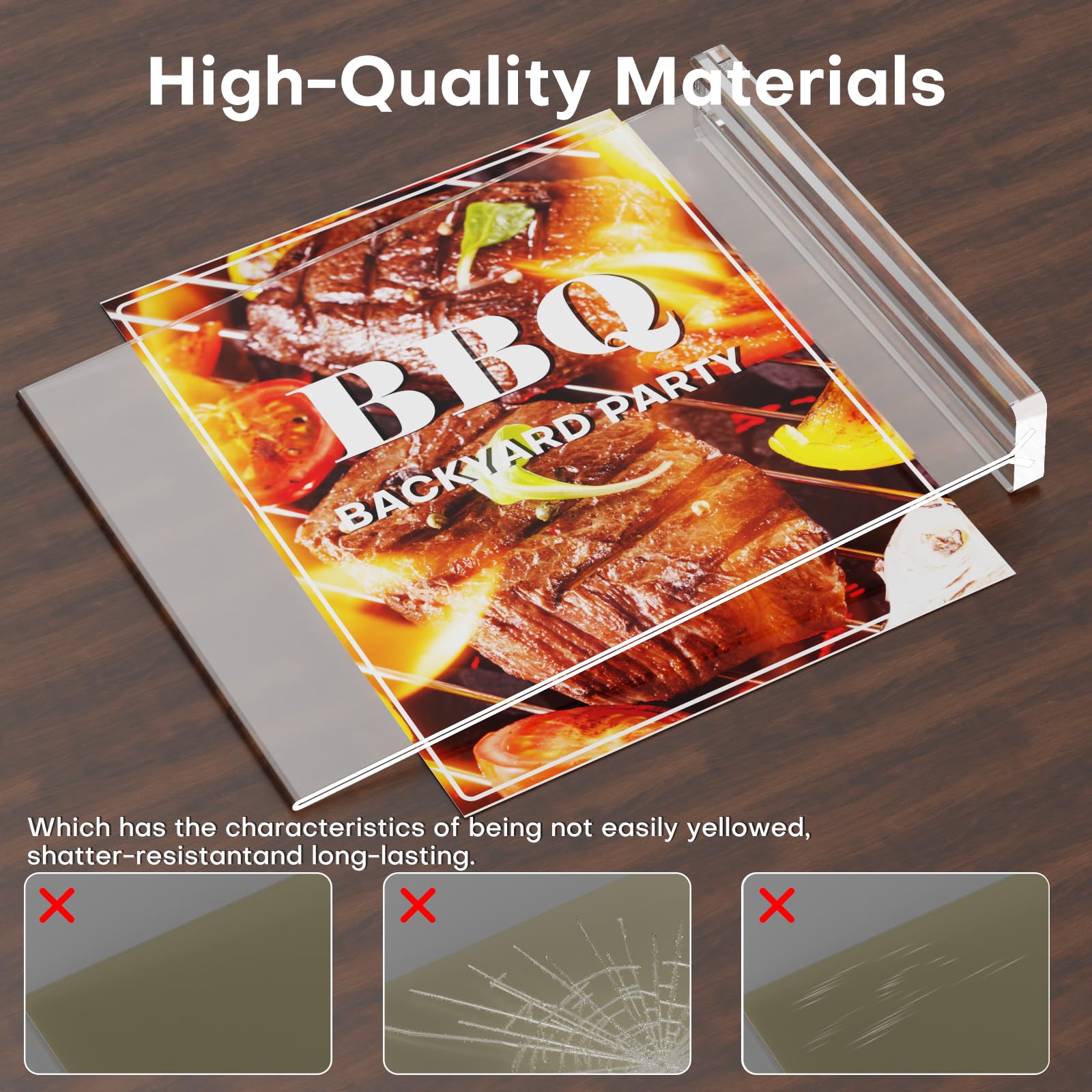evizen Acrylic Sign Holder 8.5 x 11, Sign Holder Clear Vertical 6 Pack, Menu Plastic Sign Holder Standing Paper Stand Display Stand for Office, Restaurant, Store, Party Wedding