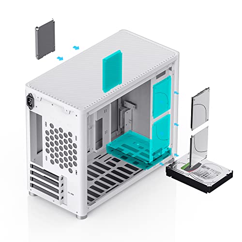 JONSBO D30 White Mini Micro ATX Tower Computer Case, Aluminum/Steel/Tempered Glass-1 Side, Simple High Compatibility MATX Case, Support 240 Water & 168mm Air Cooling, 355mm GPU,Interchangeable Side