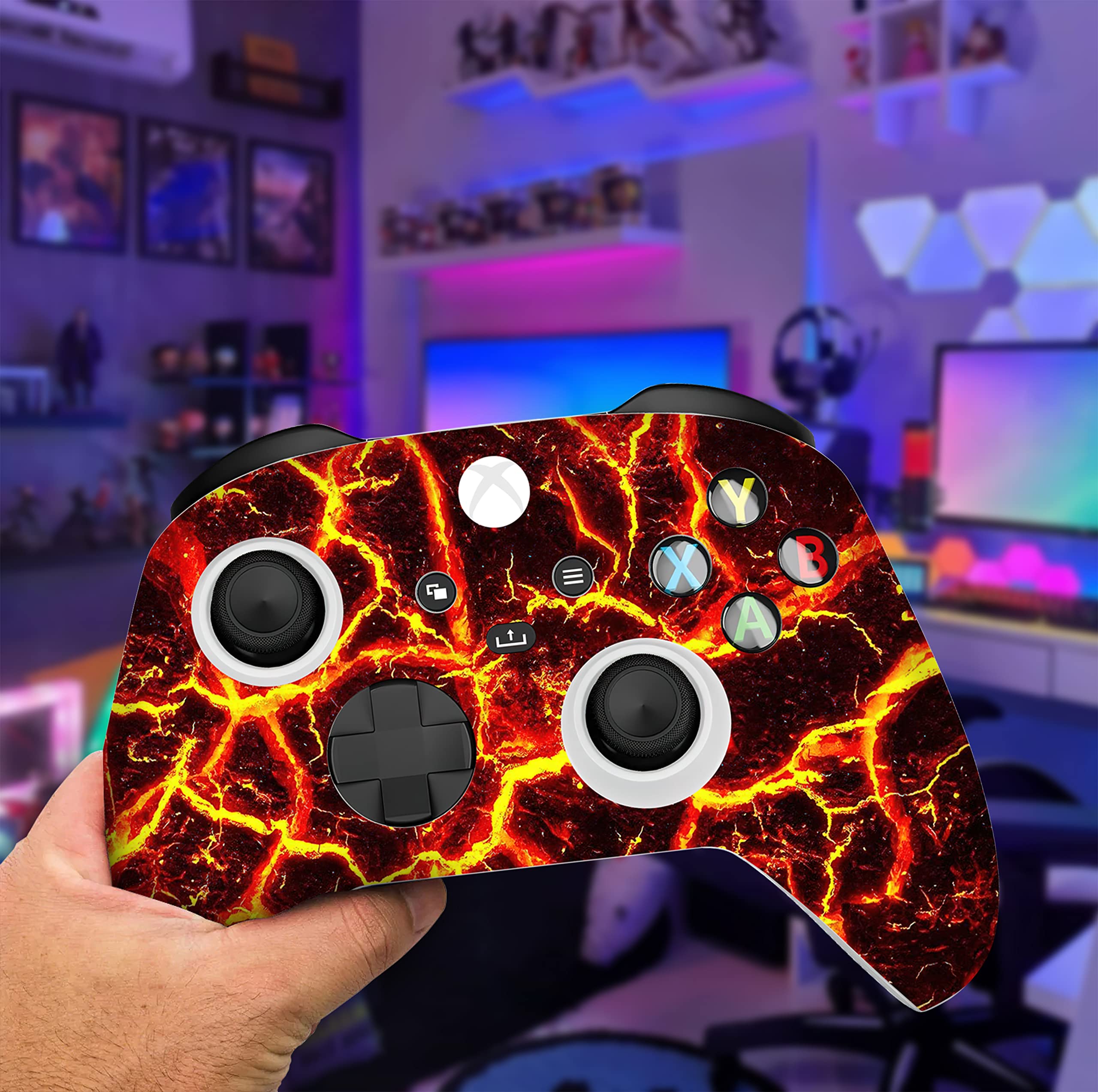 HK Studio Lava Art Decal Sticker Skin to Cover X-Box Series X with No Bubble, Waterproof, Full Protection - Including 2 Controller Skins and Console Skin