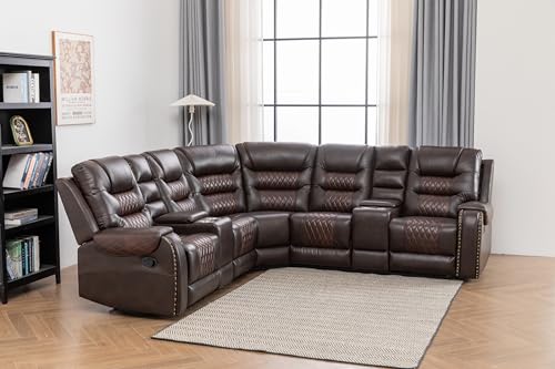 Kingway Inc Xexon Sectional Recliner Sofa Set for living room, Brown