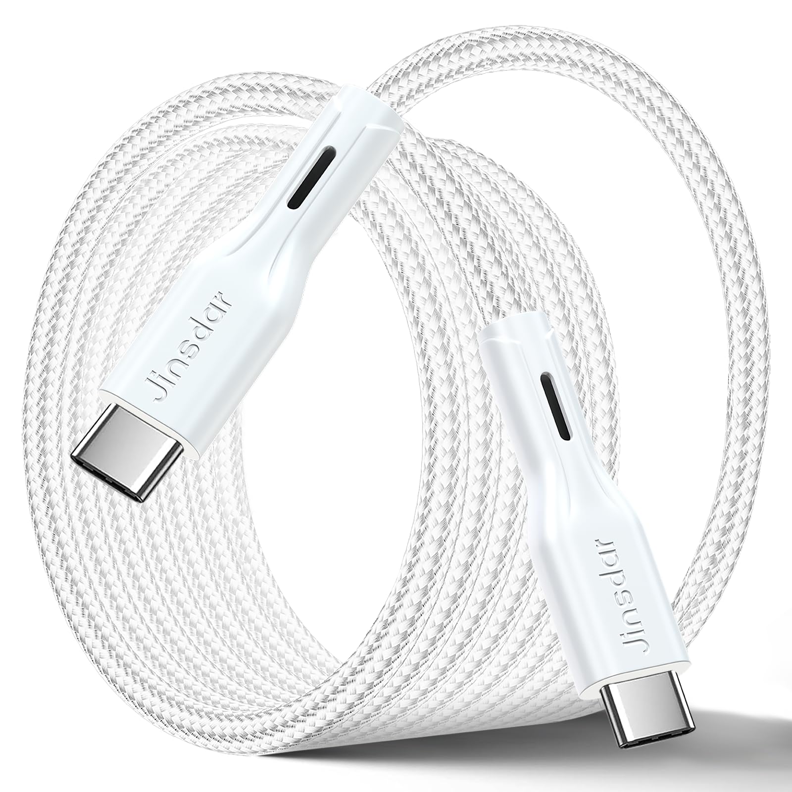 Jinsdar 140W USB C to USB C Cable, 6ft Braided USB C Charger Cable, PD3.1 5A Type C Cord Fast Charging Cable for iPhone 15/15 Plus/15Pro/15Pro Max, iPad, MacBook Pro, Samsung S23/S22, Laptop, More