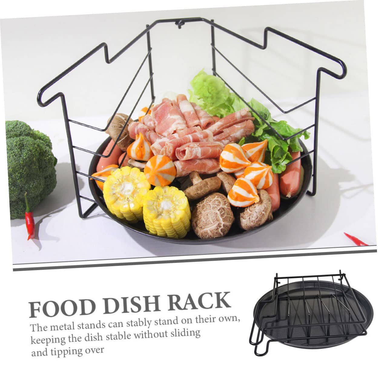 EXQUIMEUBLE pizza tray riser rack cooling rack roasting pan food platter stand metal tabletop pizza tray stand dish display stand metal dish rack pizza pan holder iron multi-layer metal plate
