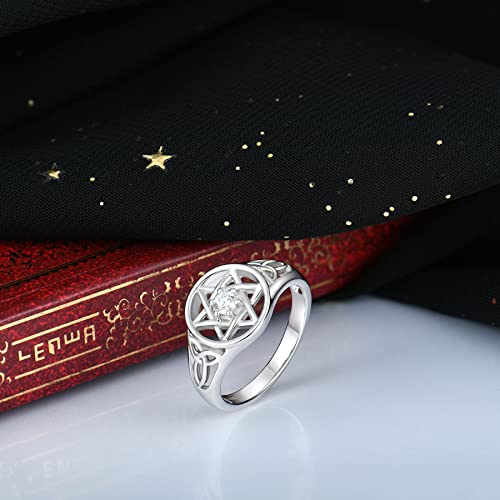 FJ Sterling Silver Star of David Ring Celtic Knot Jewelry (Size 5)