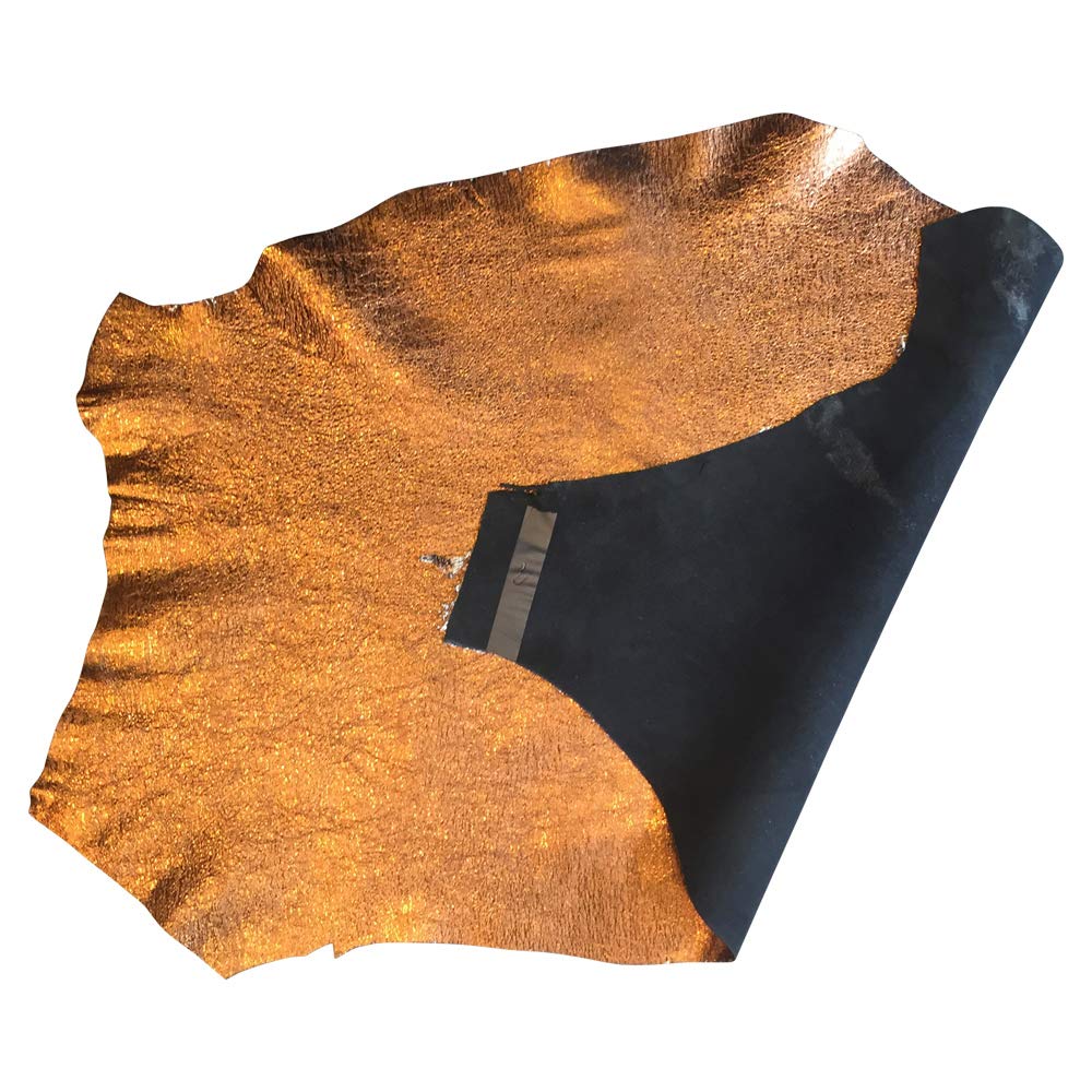 Genuine Leather Hides - Spanish Full Skin - Brown Copper Color - 5 sq ft - 26¨x 24¨ at Longest and widest- 1 oz. avg Thickness - Lambskin -Upholstery-Craft -Bookbinding-Material