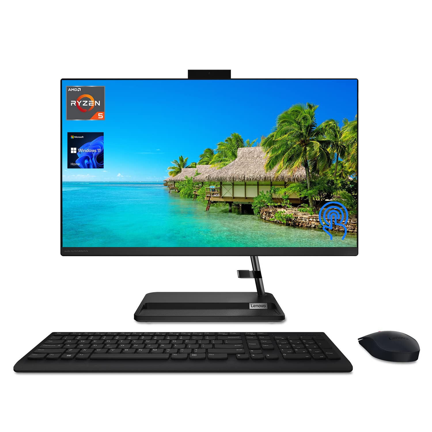 Lenovo IdeaCentre 3 All-in-One Desktop, 23.8" FHD Touchscreen, AMD Ryzen 5 5500U, 16GB RAM, 1TB PCIe SSD, Webcam, HDMI, RJ-45, Wireless Keyboard&Mouse, Windows 11 Home