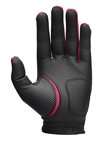 Handy Picks Men’s Golf Gloves, Premium Japanese Synthetic Leather, Stretch Fit, Enhanced Durability n Breathability (Black n Red, Medium Large)