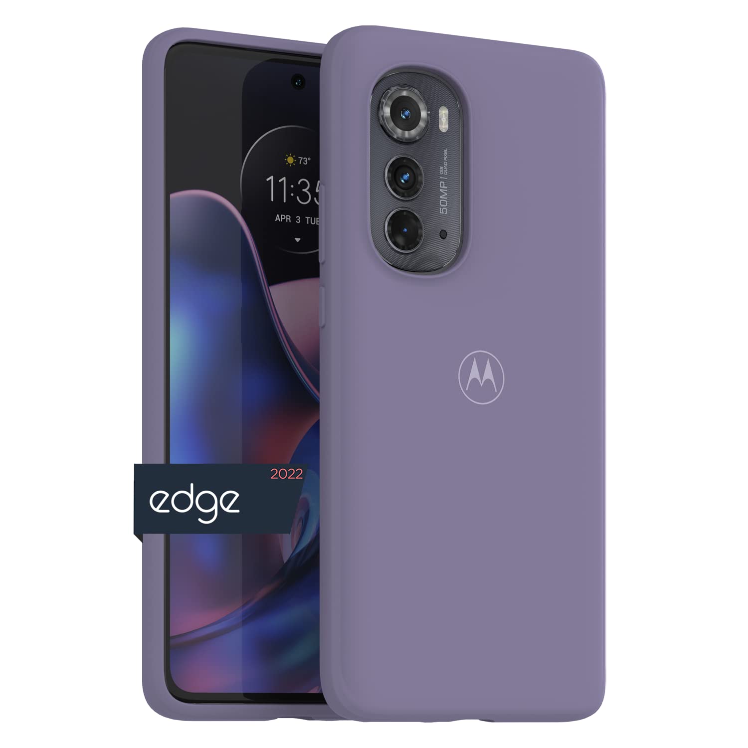 Motorola Edge (2022) Soft Protective Daybreak Case + 9H Glass Screen Protector + TurboPower 30W Charger and 3.3ft USB-C Cable Bundle (Not for Edge+ (Plus) 2022)