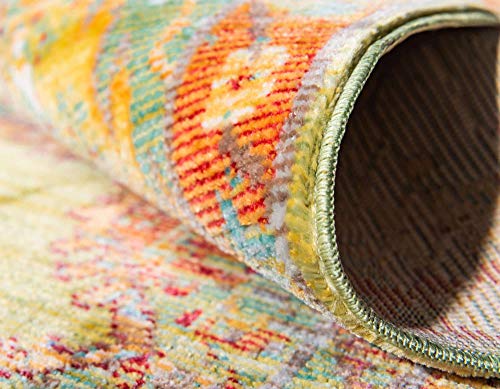 Unique Loom Austin Collection Vibrant Colors, Abstract, Traditional Area Rug, Rectangular 6' 0" x 9' 0", Light Green/Beige
