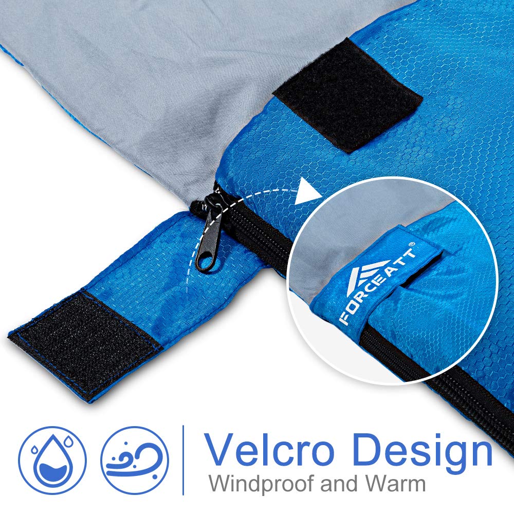 Forceatt Camping Sleeping Bag, Two-Person Waterproof Sleeping Bag, Suitable for Adults or Teenagers Indoor, Outdoor, Backpacking, Camping (Blue)