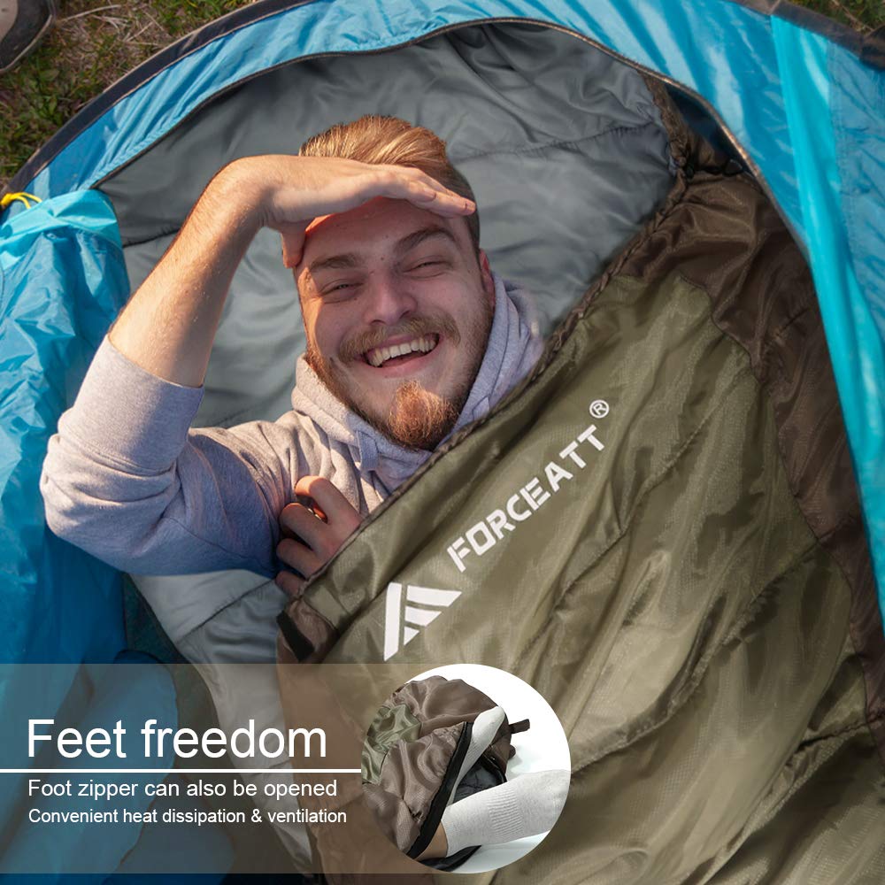 Forceatt Mummy Sleeping Bag for Adults,32-68 ℉ Suitable for 3-4 Seasons Ultra-Light Backpack Sleeping Bag,Lightweight Warm and Washable,for Outdoor Camping and Hiking Traveling