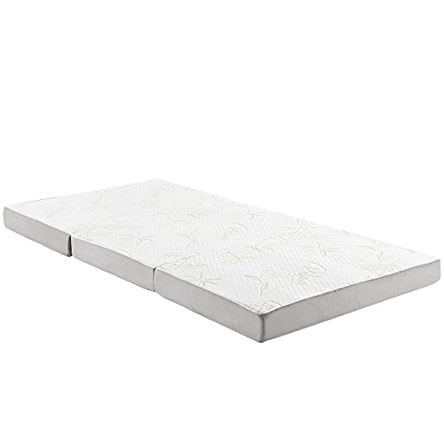 Modway 4β Relax Tri-Fold Mattress Topper CertiPUR-US Certified with Soft Removable Cover (31"x75")