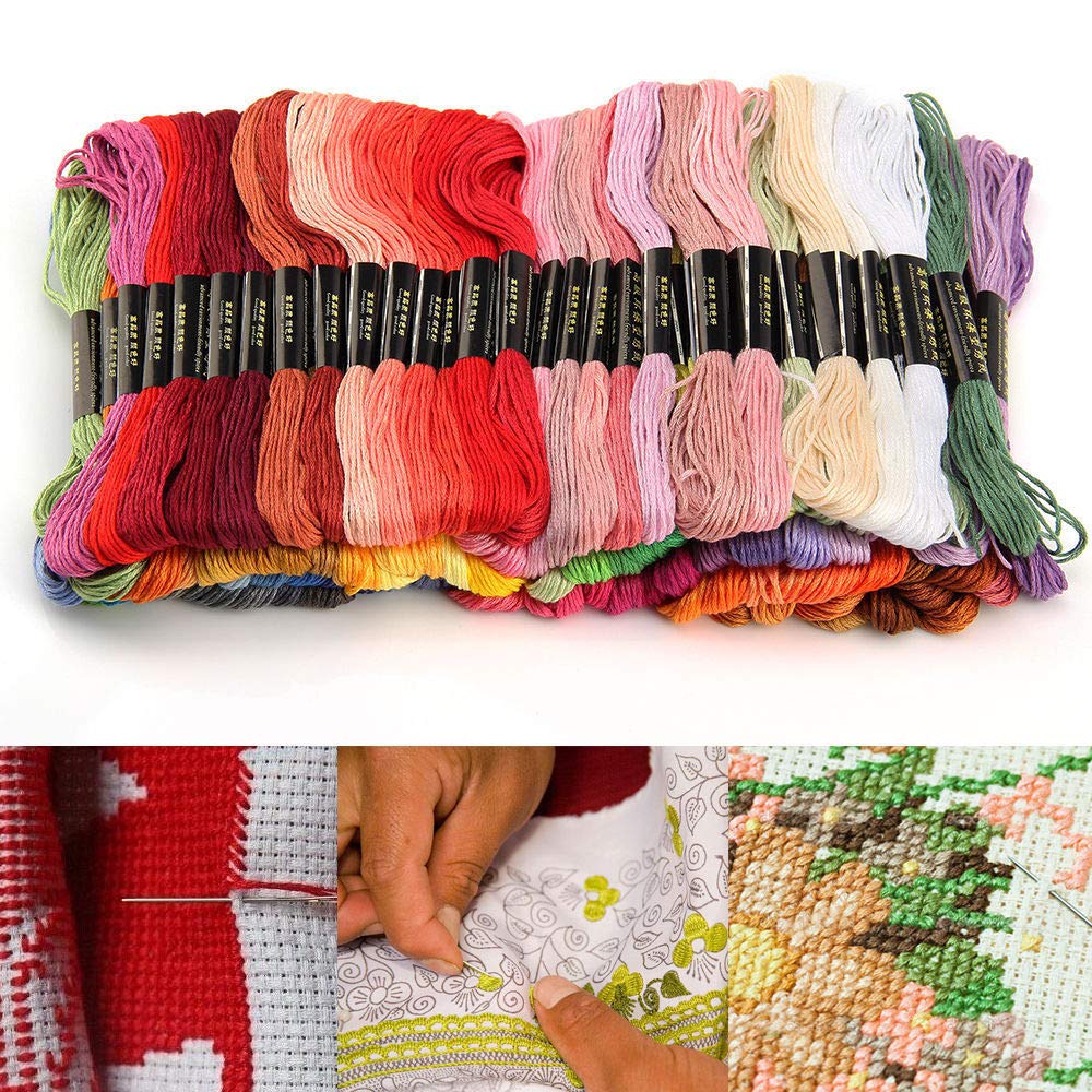 Embroidery Floss Thread Rainbow Color Cross Stitch Threads Friendship Bracelet String DIY Handmade Craft Premium Multi-Colored Floss (100)