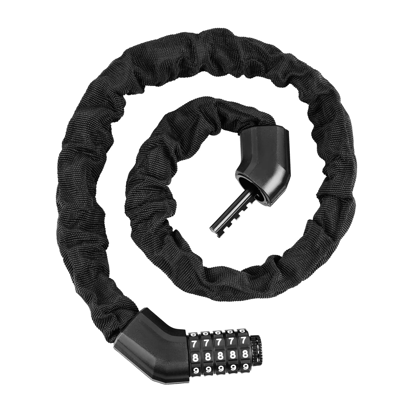 KJNJF0 3.28ft Heavy Duty Anti-Theft Bike Chain Lock with 5 Digit Combination Code,Resettable Chain Lock for Bicycles,Motorcycles,Scooters and Gates,Black