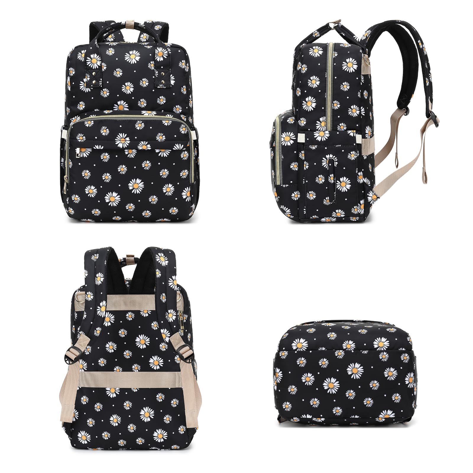 Kouxunt Cow Print Diaper Bag Backpack for Baby Girls Boys, Waterproof Maternity Nappy Backpacks with Stroller Straps Luggage Strap for Moms
