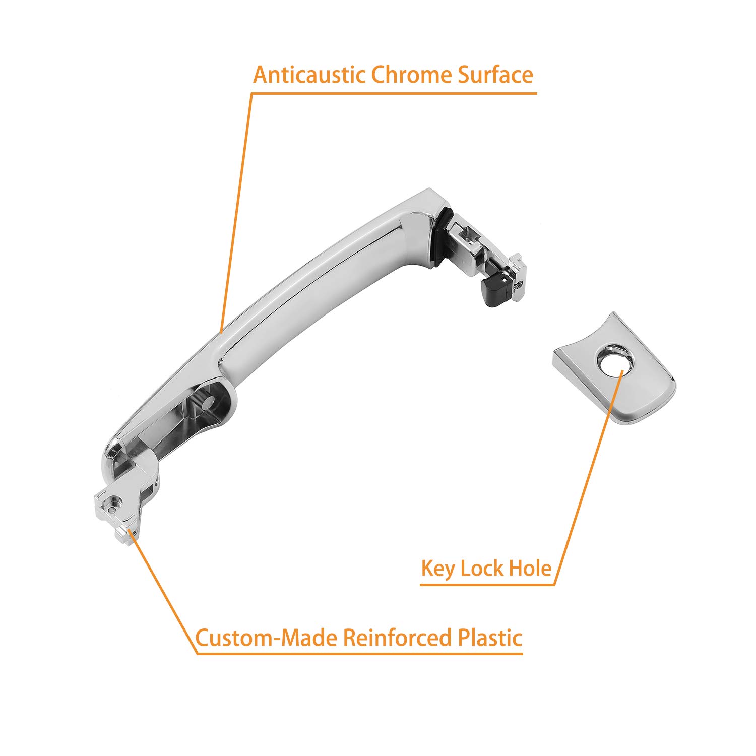 Exterior Chrome Door Handle Front Left Driver Side with Keyhole | Without Smart Key | for 2003-2008 Infiniti FX35 FX45, 2003-2007 Nissan Murano, 2008-2013 Rogue | Replaces# 80640-CA012, 80640CA012