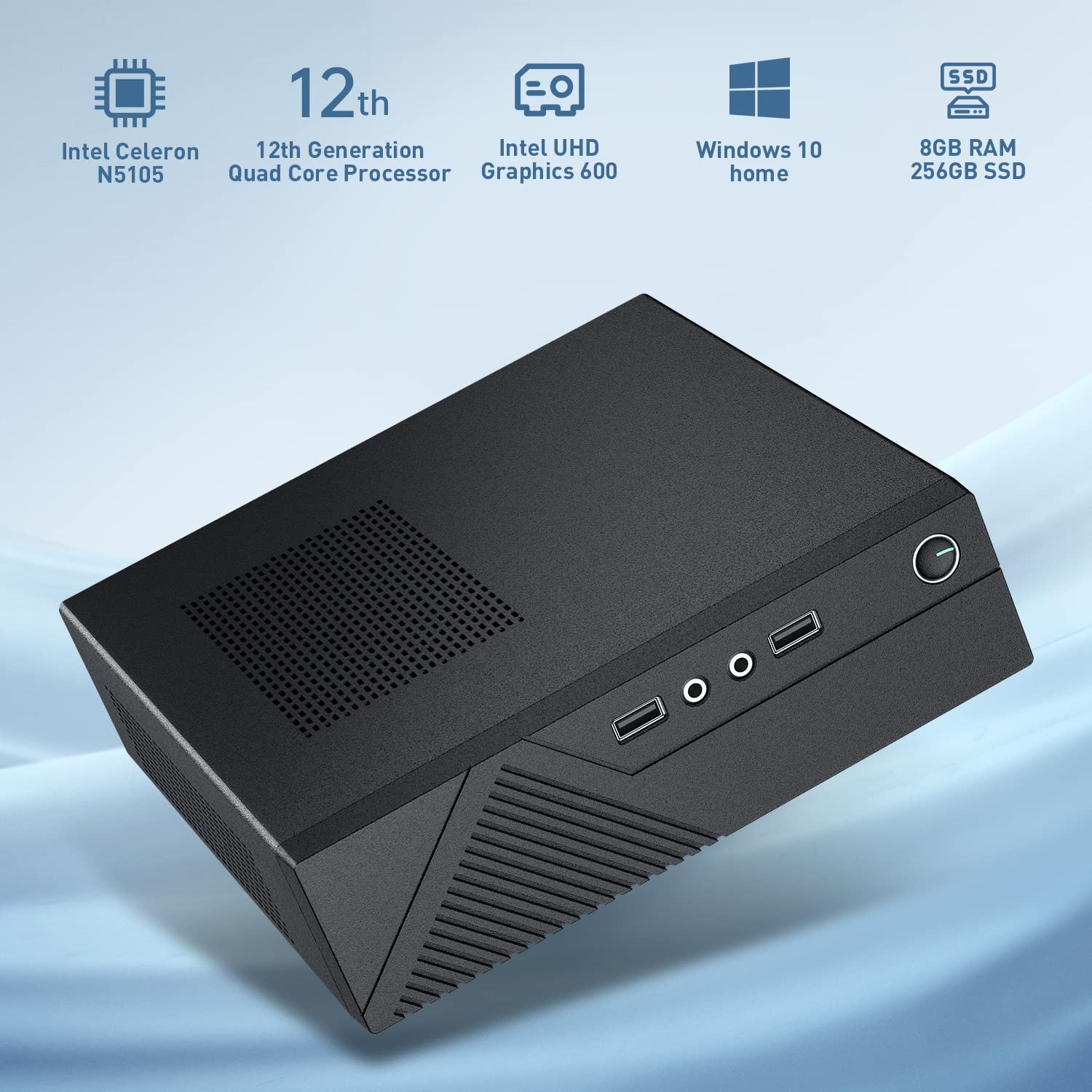 Mini PC Intel Celeron N5105 Desktop Mini Computers, Small Computer Tower Window 10 Home 4K UHD Graphics, 8GB DDR4 256GB SSD, Business Micro PC with Keyboard and Mouse, USB 2.0/USB 3.0/LAN/VGA/HDMI