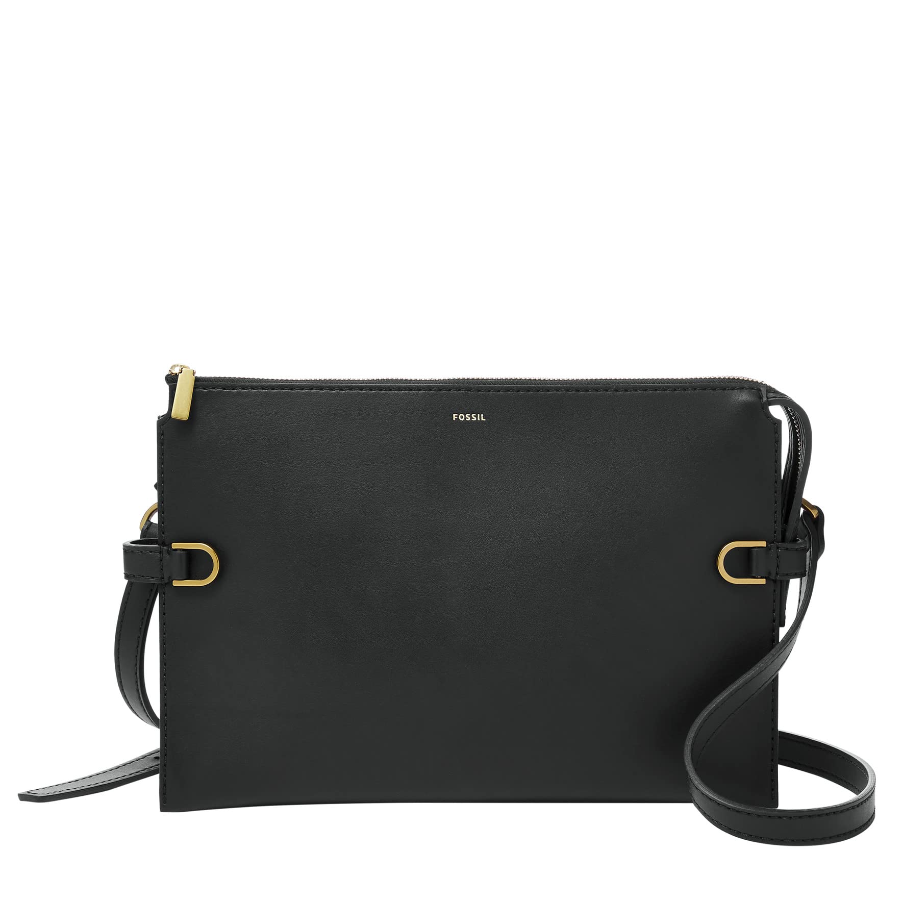 Fossil Women's Kier Vegan Cactus Leather Crossbody Purse Handbag, Black (Model: ZB1697001) Kier Card Case, Black