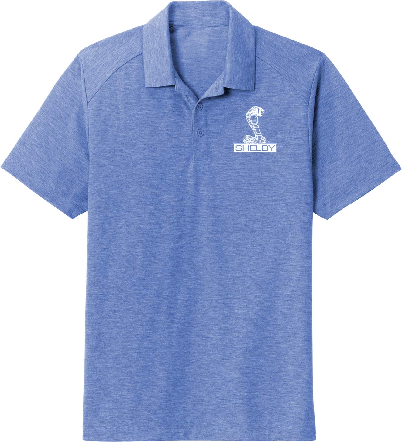 Ford Mustang Shelby Cobra Pocket Print Wicking Polo, Royal 2XL