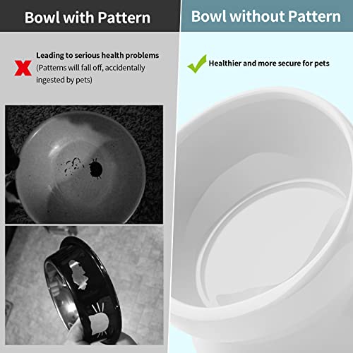 Nucookery Ceramic Cat Food Bowl Elevated,Raised Tilted Bowl Protect Pets' spines and Neck, Anti Vomiting Cat Bowl, Small Dog cat Kitten Supplies (5β, Pure White)