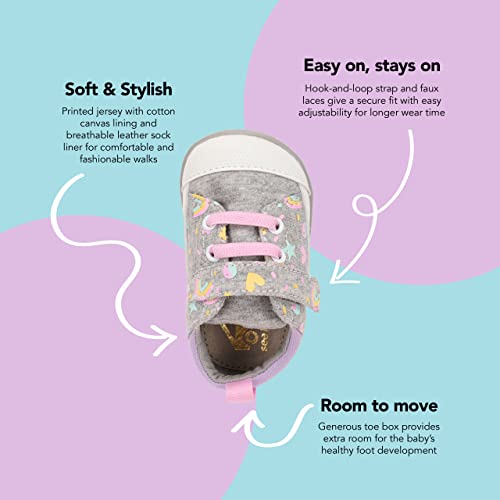 See Kai Run - Stevie II First Walker Shoe for Infants, Gray Jersey/Happy, Infant 4