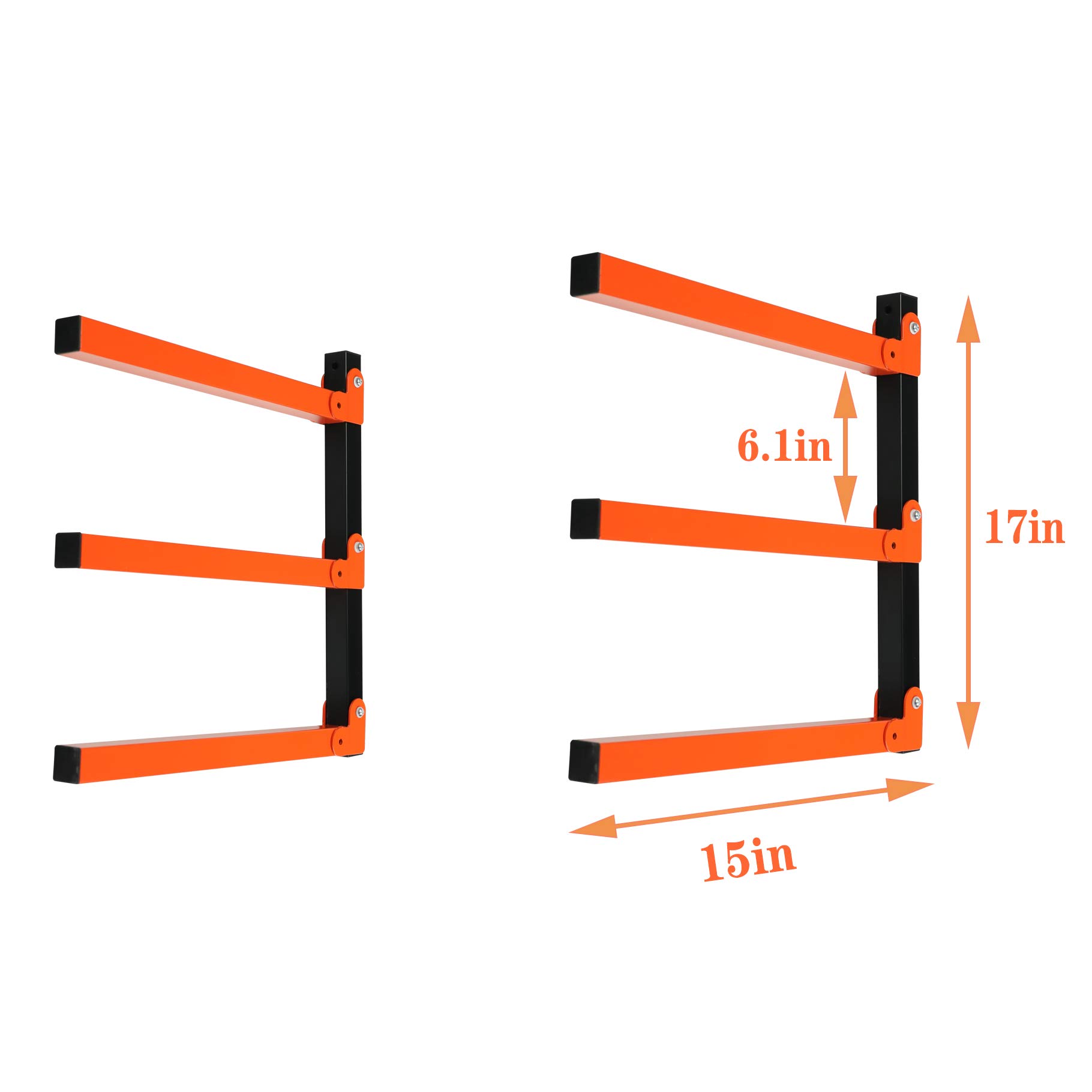 Wallmaster Lumber Storage Metal Rack, Lumber Organizer Wall Mount Wood Rack Organizer 3-Level Wood Storage System, 2 Pack
