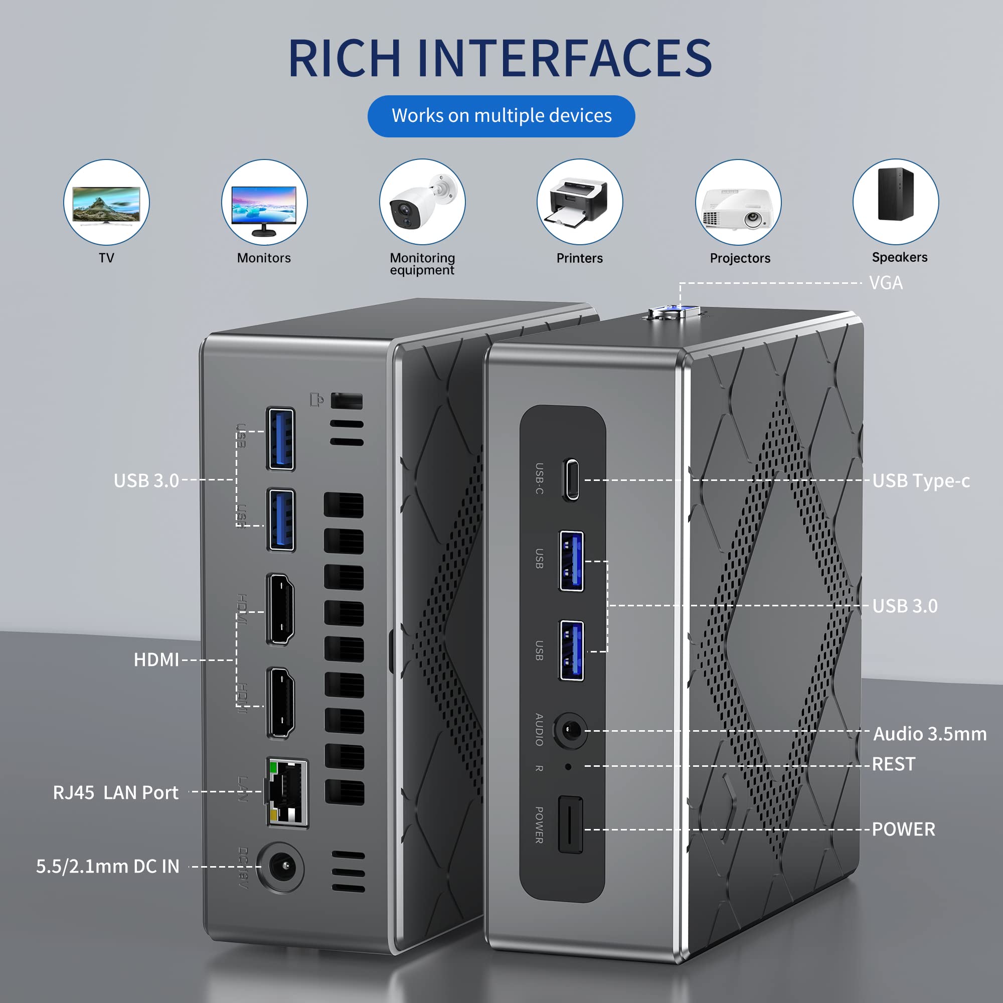 Mini PC, Intel I5-8259U (Up to 3.8 GHz), Mini Desktop Computer Windows 11 Pro,4C/8T,16GB RAM, 512GB M.2 SATA SSD (Up to 2TB), 4K UHD,Triple Display Output, WiFi 2.4G+5G,BT4.2,Support Auto Power On
