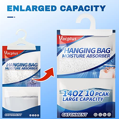 Vacplus Moisture Absorber, 3 Pack Desiccant Hanging Bag for Closet and Enclosed Space, 14 OZ Dehumidifier Bags Effectively Trap Extra Moisture, Hanging Moisture Absorbers Eliminate Unpleasant Smell