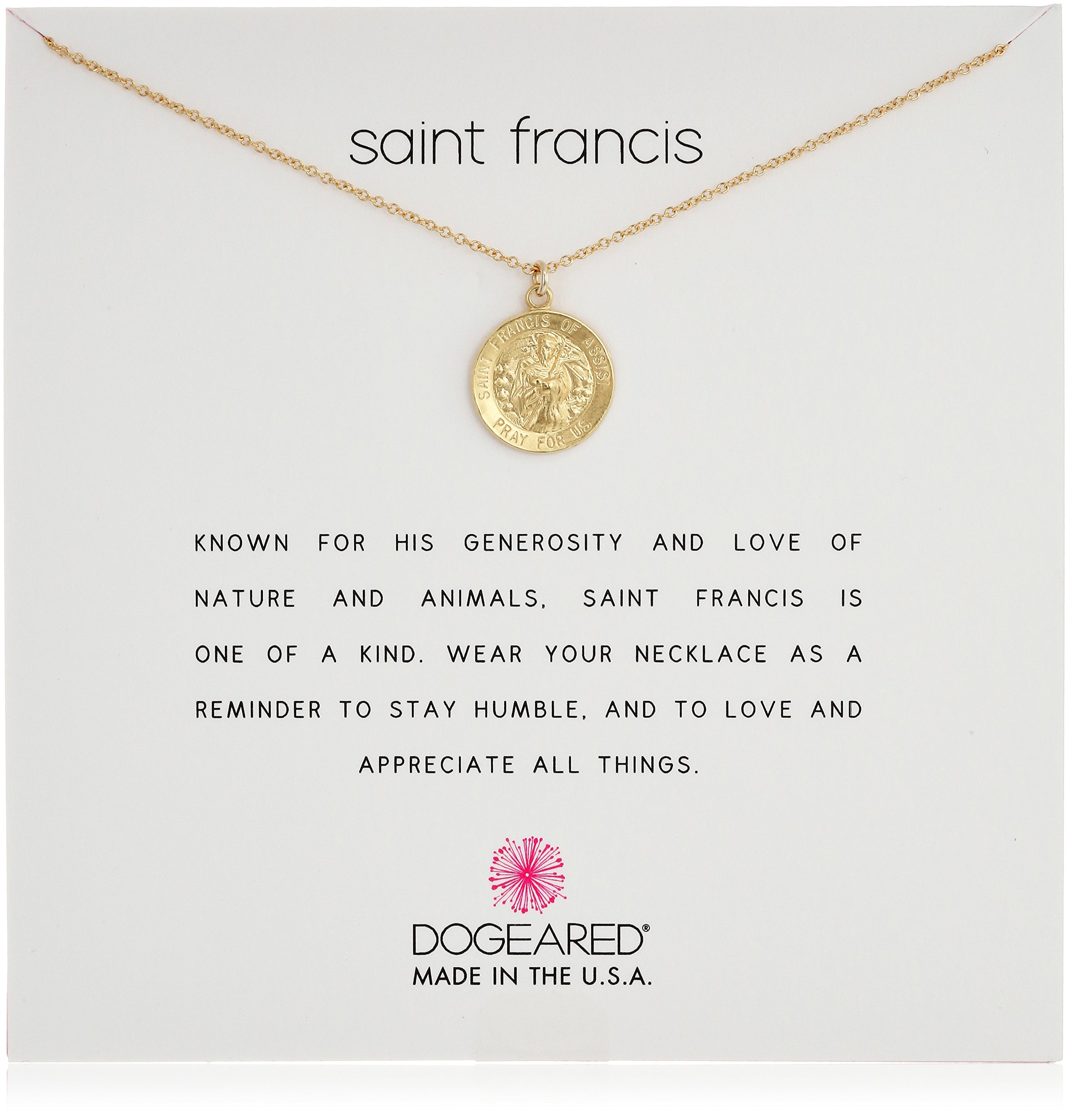 Dogeared Saint Francis Necklace St Francis Gold Dipped Chain Necklace, 16" + 2.5" Extender