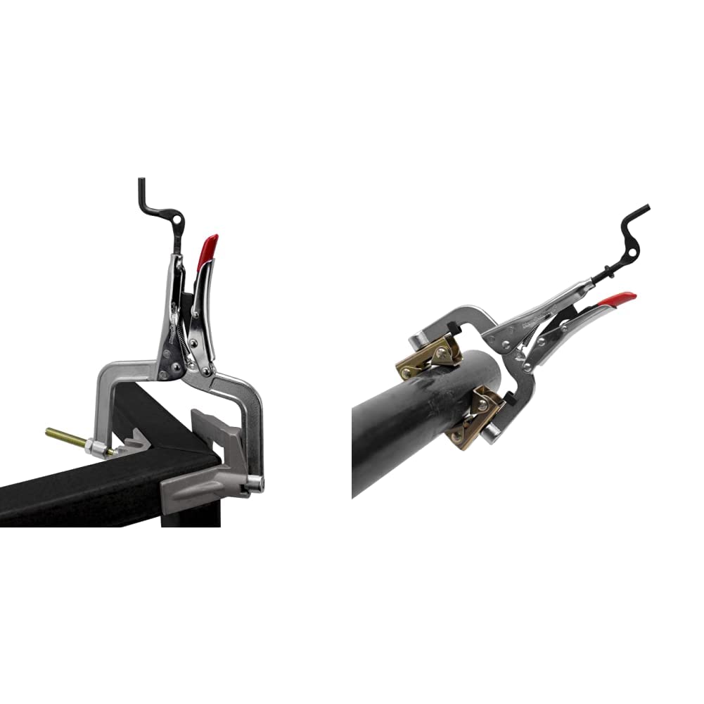 JointMaster, 90 Degree, Angle Clamping Tool, Throat Depth: 3", Max Capacity: 1-1/4", OAL: 8-1/2", Single Hand T-Joint Clamp Tool, PL634 & 6" Pipe Pliers, Two Fixed V-Pads, Throat Depth: 2âł