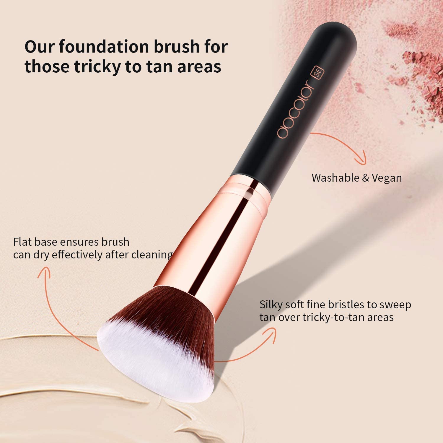 Docolor 6+1Pcs Makeup Sponges with Foundation Brush, Foundation Blending Beauty Sponge & Flat Top Kabuki Brush for Liquid,Cream,and Powder,Buffing,Blending,Full Coverage Foundation