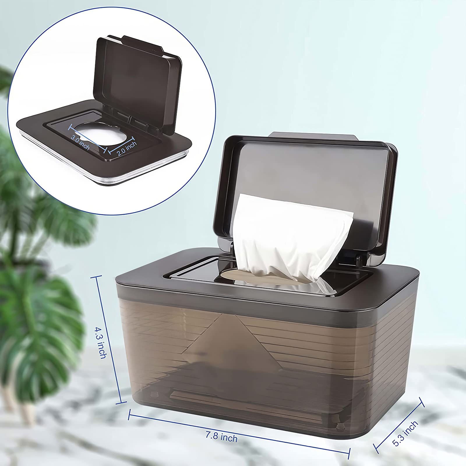 HSWT Baby Wipes Dispenser Wipe Holder - Larger Capacity Wet Wipe Dispenser Box Wipes Container for Bathroom Keep Wipes Moist and Fresh