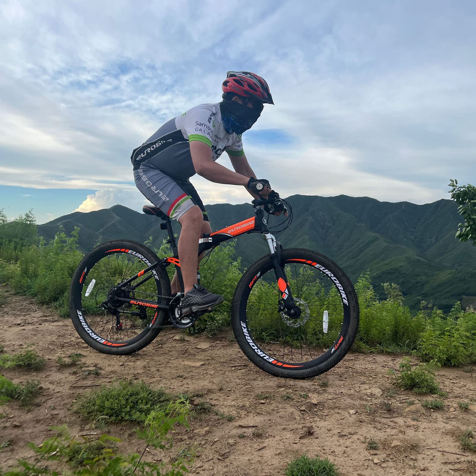 EUROBIKE Folding Mountain Bike 21 Speed Full Suspension Bicycle 27.5 inch MTB (Orange)
