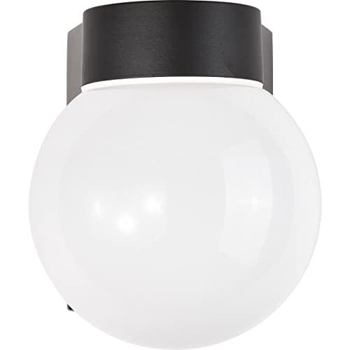 Nuvo Lighting SF77/140 Utility Fixture Die Cast Aluminum Durable Outdoor Wall Mount Porch and Patio Light with White Glass Globe, Black